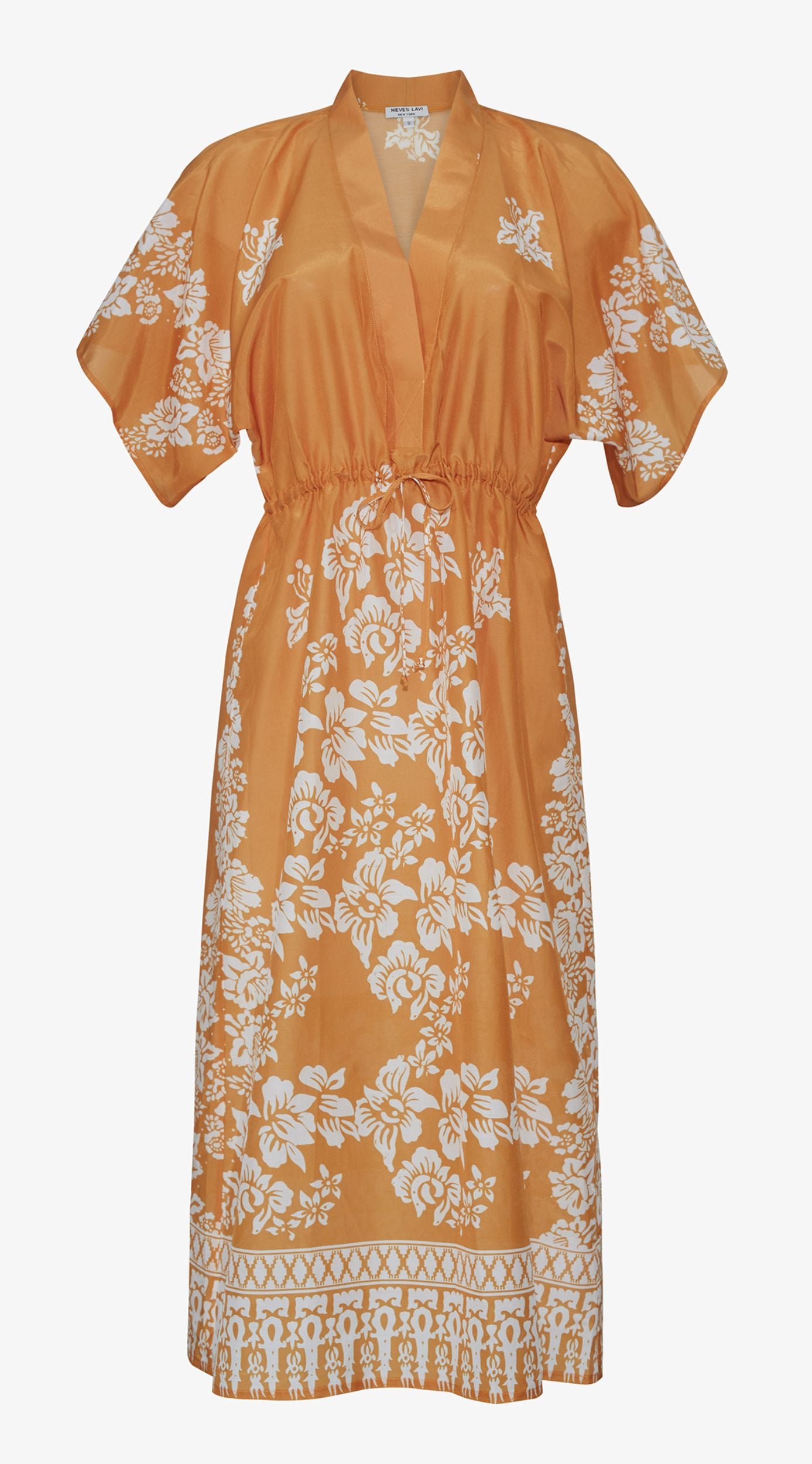 Daphne Silk-Cotton Voile Kaftan | Saffron – Nieves Lavi